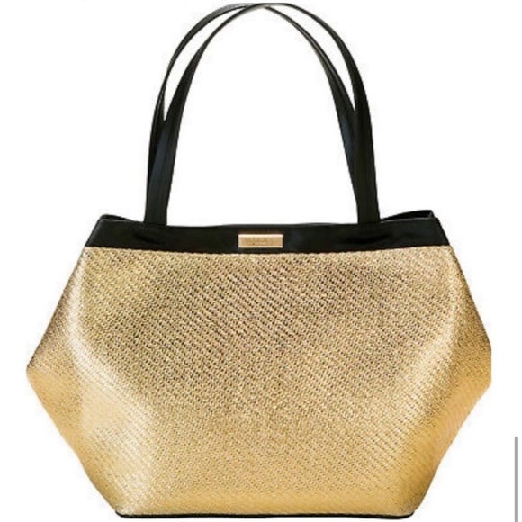 Versace | Bags | Versace Parfums Gold Metallic Expandable Tote Shoulder ...